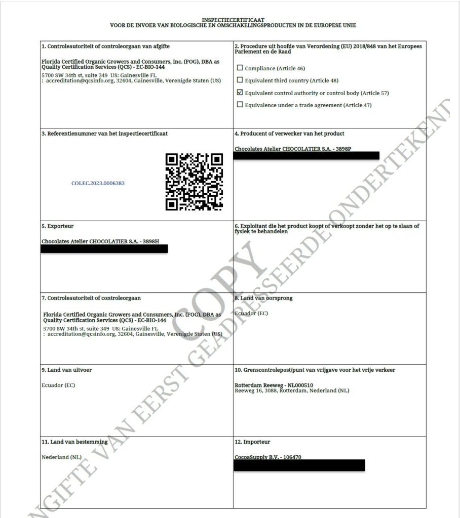COI and TRACES Explanation - Kolibri Logistiek